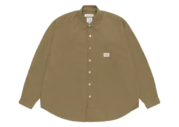 StüSsy X Our Legacy Work Shop Borrowed Shirt - Olive Nylon Ripstop
